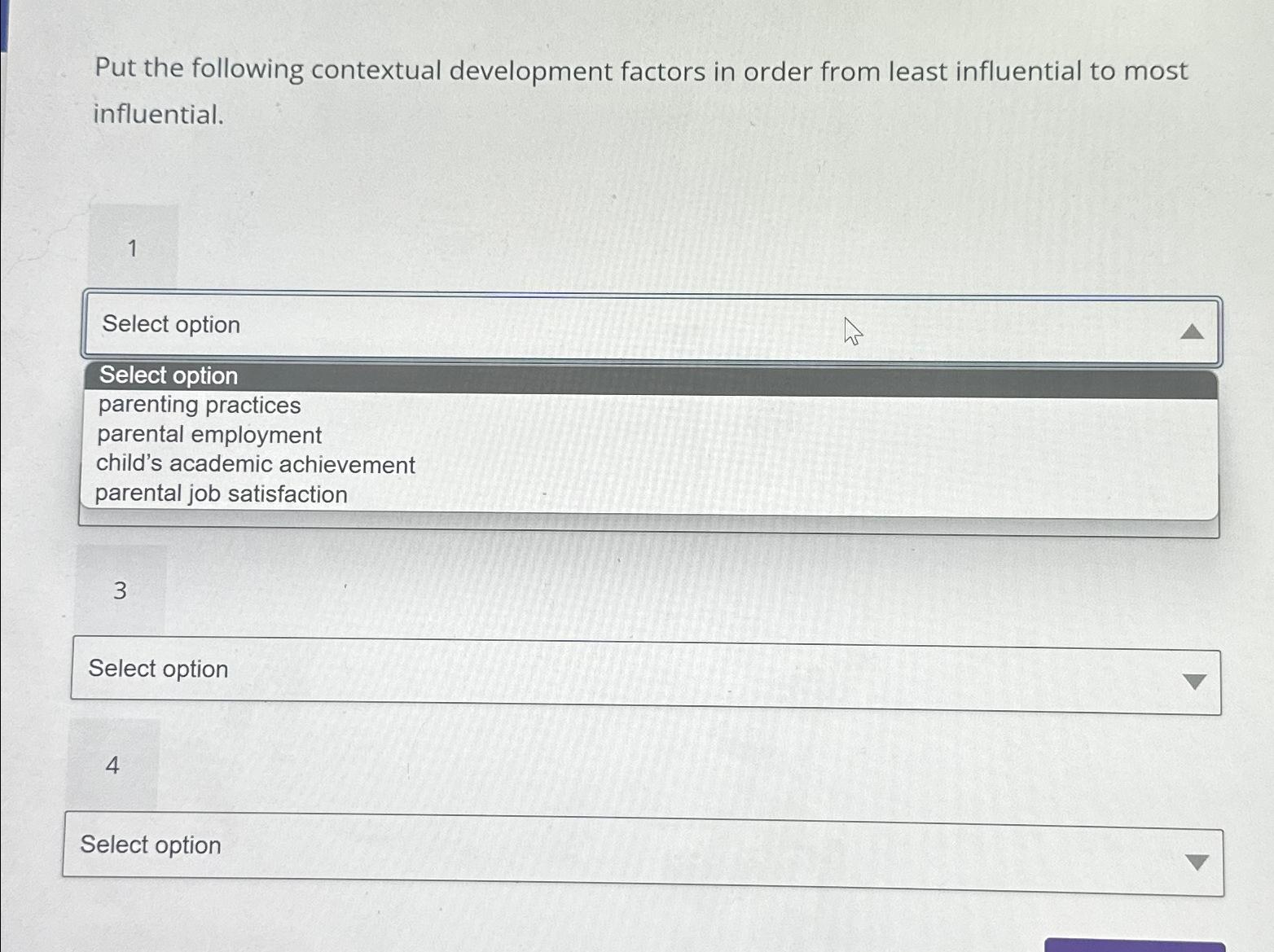 Solved Put the following contextual development factors in | Chegg.com