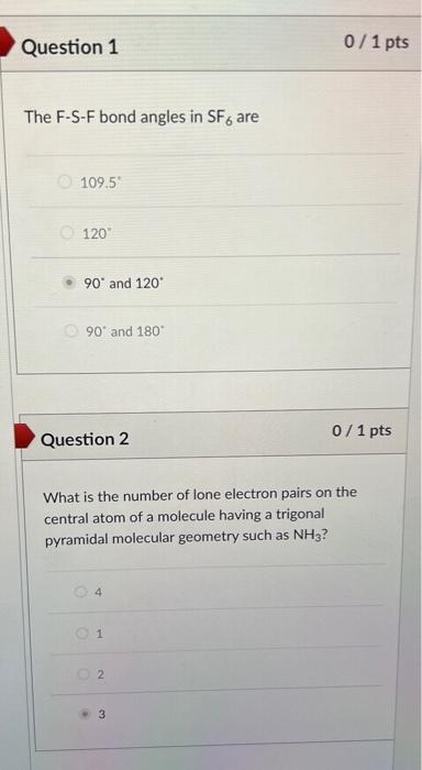 Solved The F⋅S−F bond angles in SF6 are 109.5′ 120∘ 90∘ and | Chegg.com