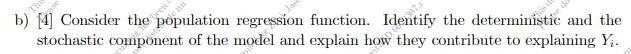 Solved b) [4] Consider the population regression function. | Chegg.com
