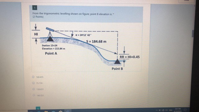 Solved From the trigonometric levelling shown on figure | Chegg.com