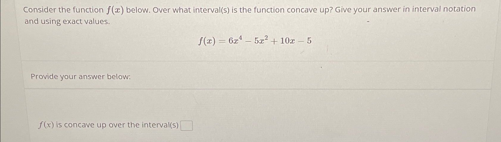 Solved Consider the function f(x) ﻿below. Over what | Chegg.com