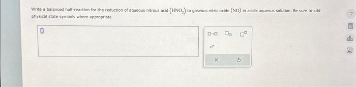 Write a balanced half-reaction for the reduction of | Chegg.com