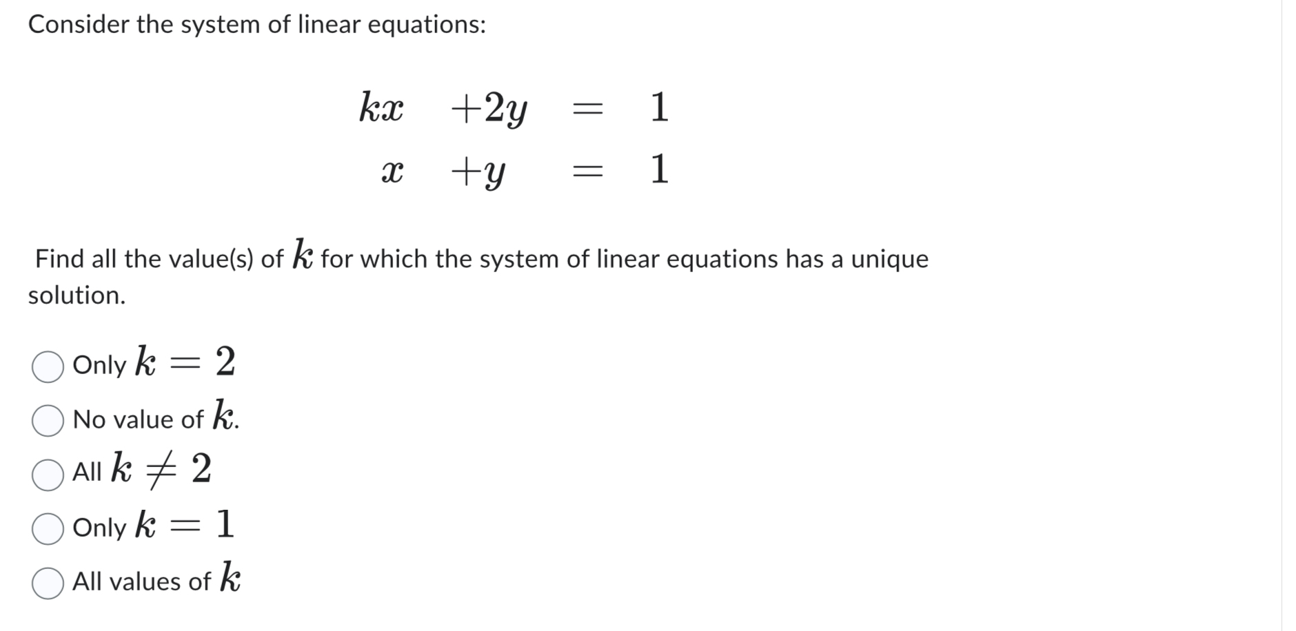 Solved Consider the system of linear | Chegg.com