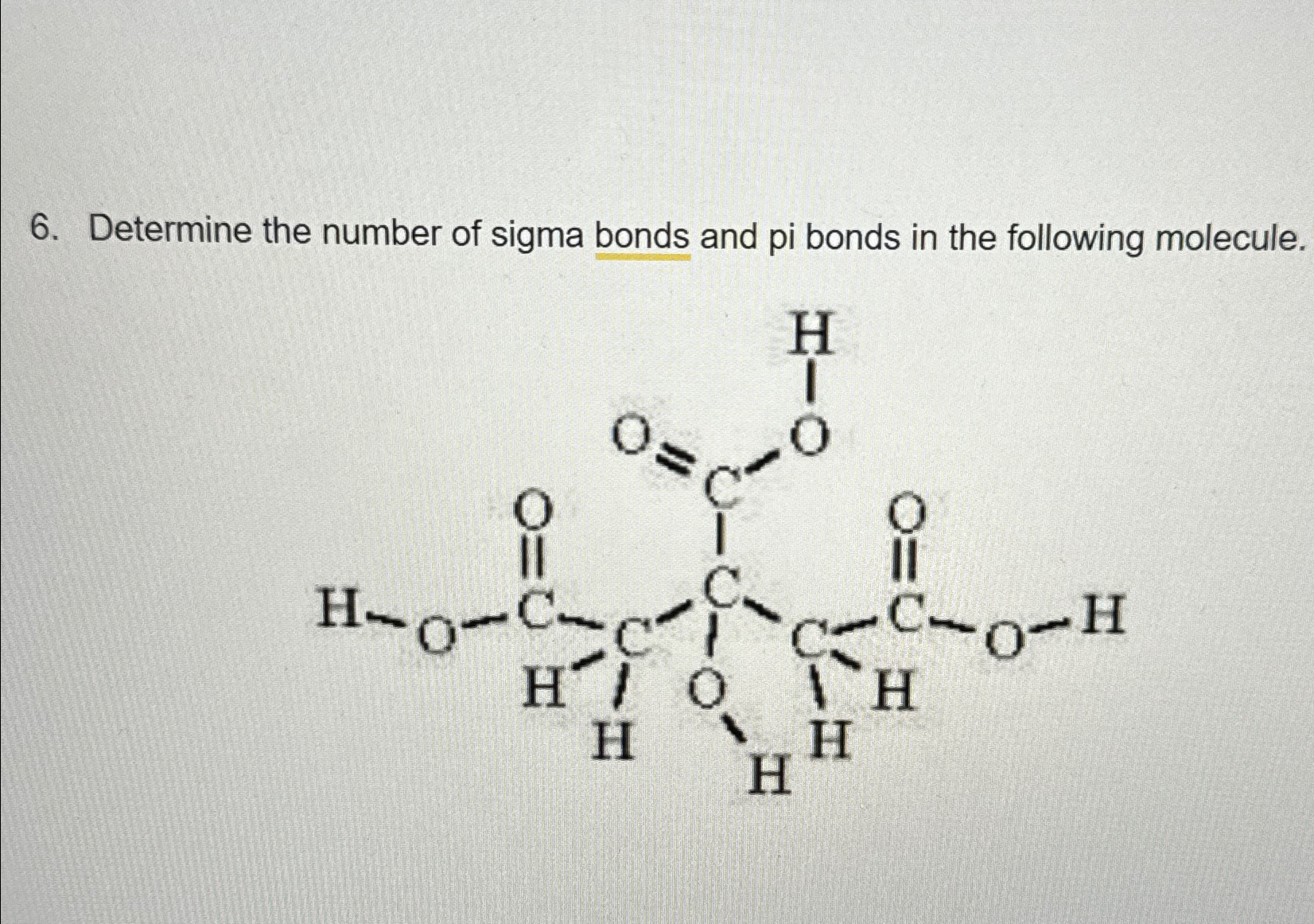 Solved Determine the number of sigma bonds and pi bonds in | Chegg.com