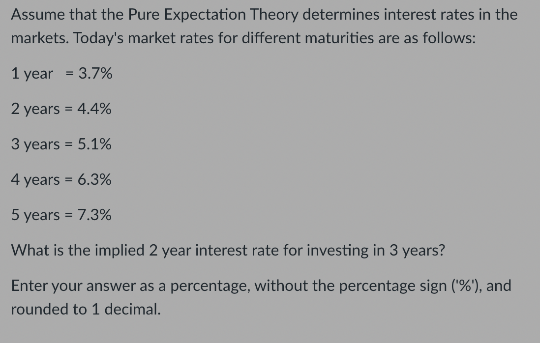 Solved Assume that the Pure Expectation Theory determines | Chegg.com