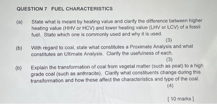 Solved QUESTION 7 FUEL CHARACTERISTICS (a) State what is | Chegg.com