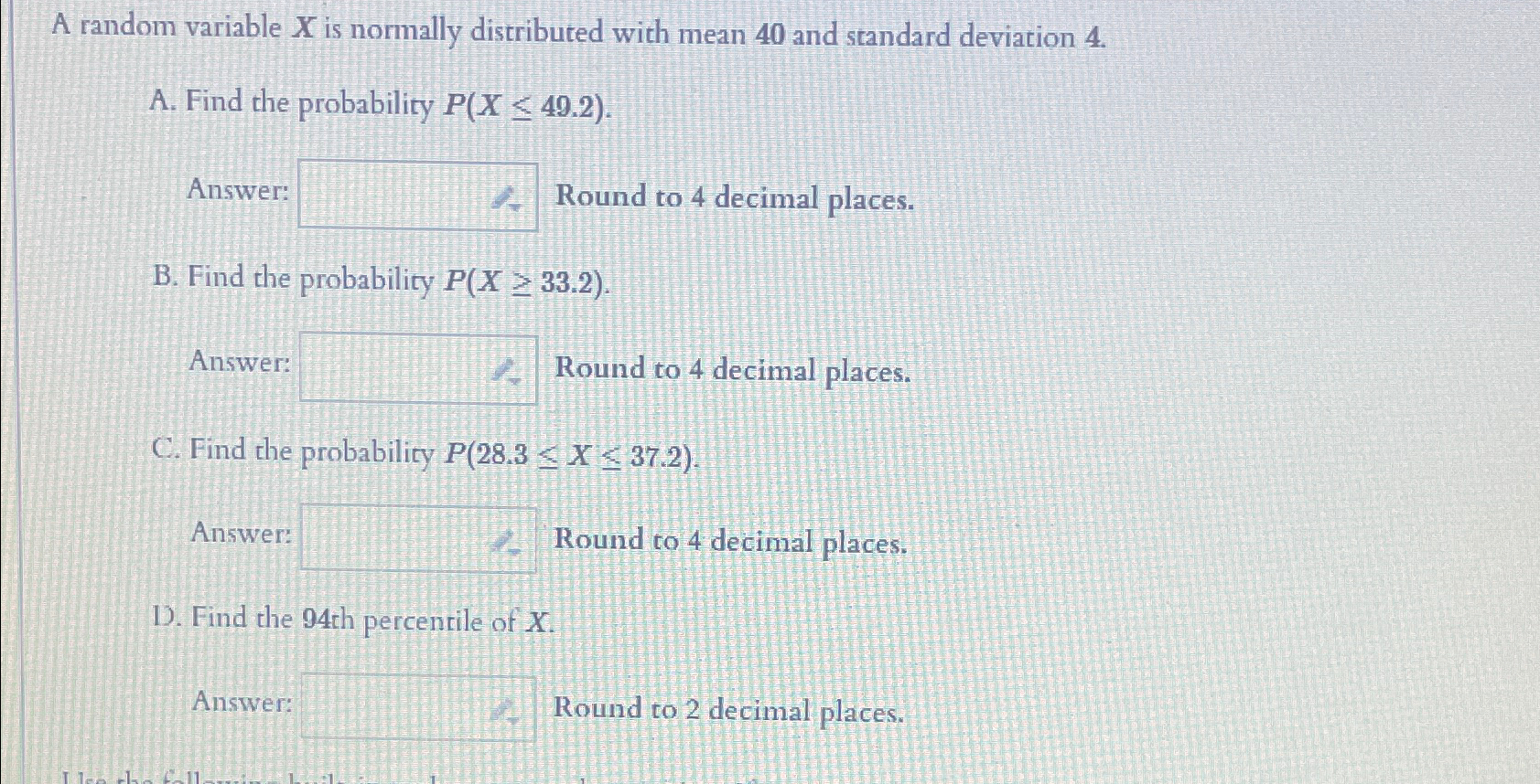 Solved A random variable x ﻿is normally distributed with | Chegg.com