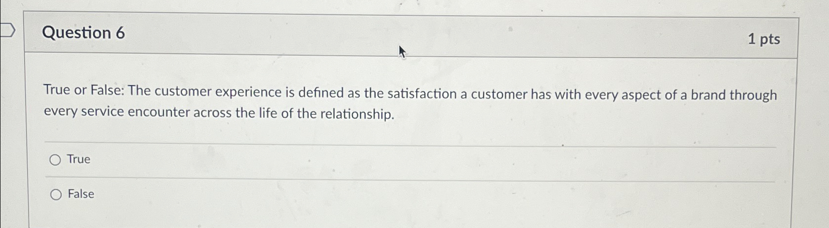 Solved Question 61 ﻿ptsTrue or False: The customer | Chegg.com