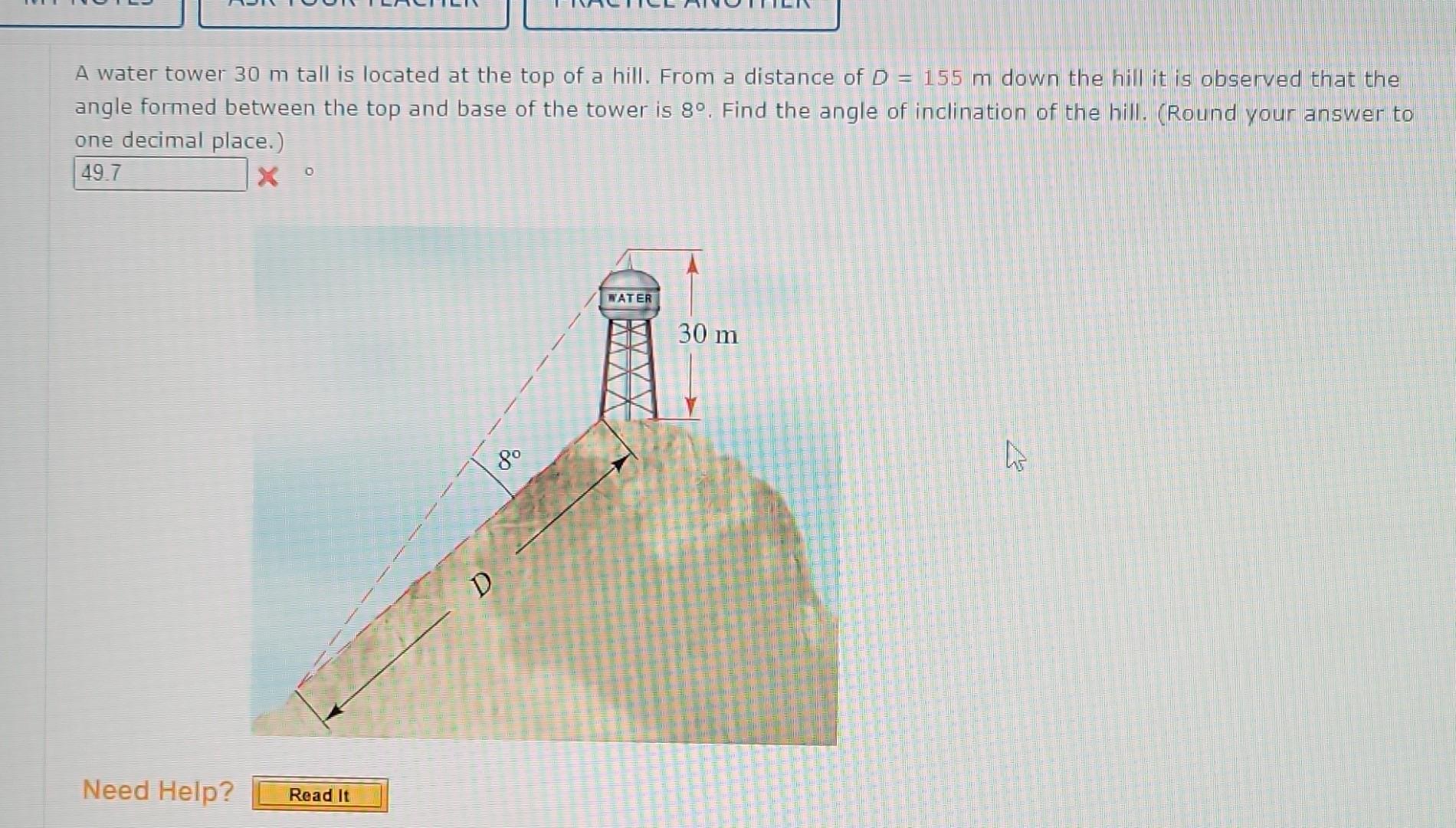 Solved A water tower 30 m tall is located at the top of a | Chegg.com