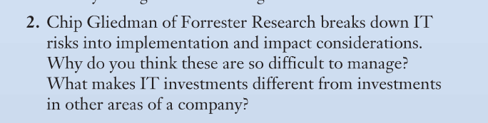 Solved 2. Chip Gliedman of Forrester Research breaks down IT | Chegg.com