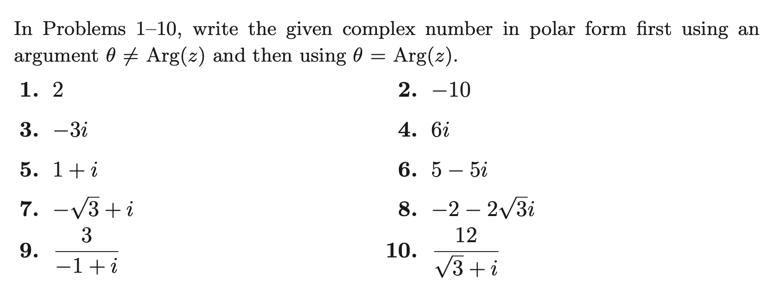Solved In Problems 1-10, ﻿write the given complex number in | Chegg.com