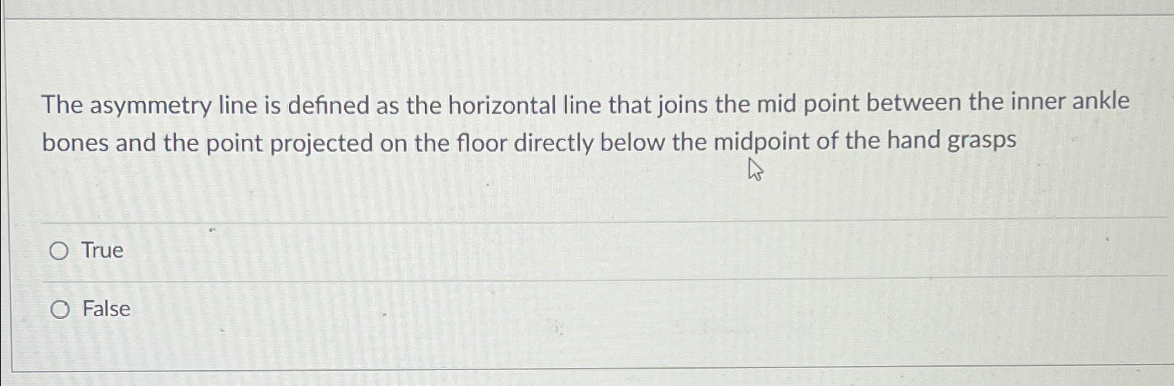 Solved The asymmetry line is defined as the horizontal line | Chegg.com
