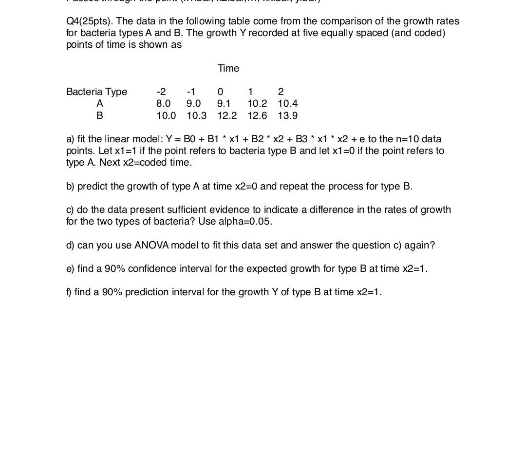 Solved Q4(25pts). The data in the following table come from | Chegg.com