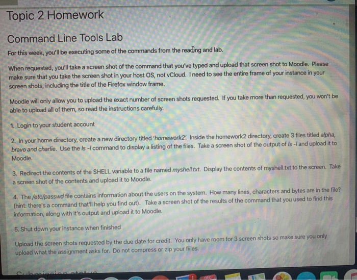 Solved Topic 2 Homework Command Line Tools Lab For this | Chegg.com