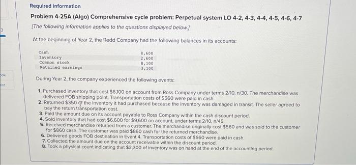 Required information Problem 4-25A (Algo) | Chegg.com