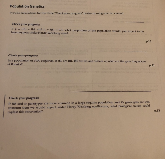 Solved Population Genetics Provide calculations for the | Chegg.com