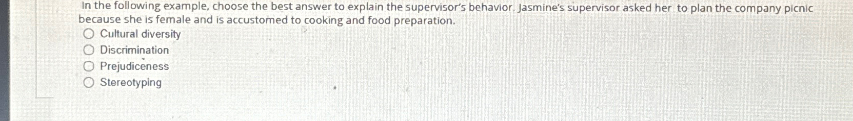 Solved In the following example, choose the best answer to | Chegg.com