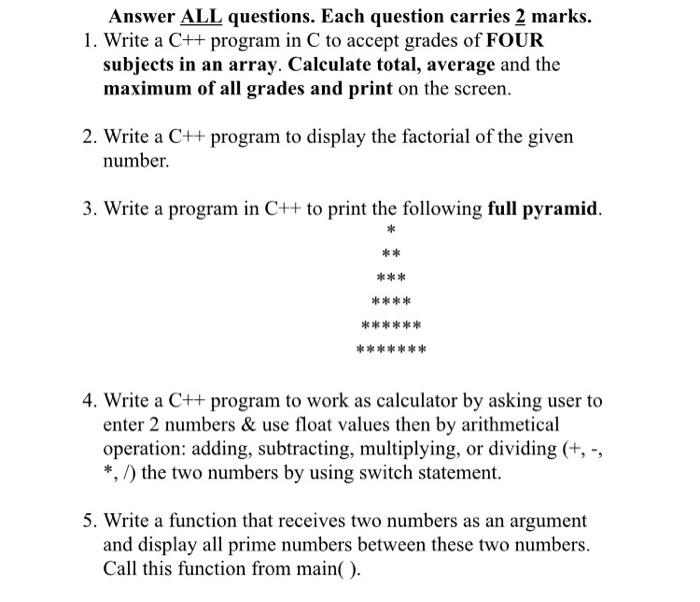Solved 1 Write A C Program In C To Accept Grades Of Four