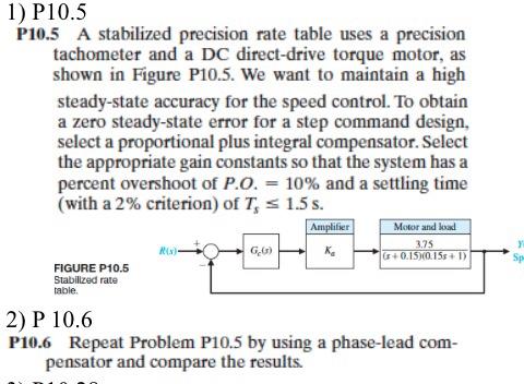 Solved P10.5 A stabilized precision rate table uses a | Chegg.com