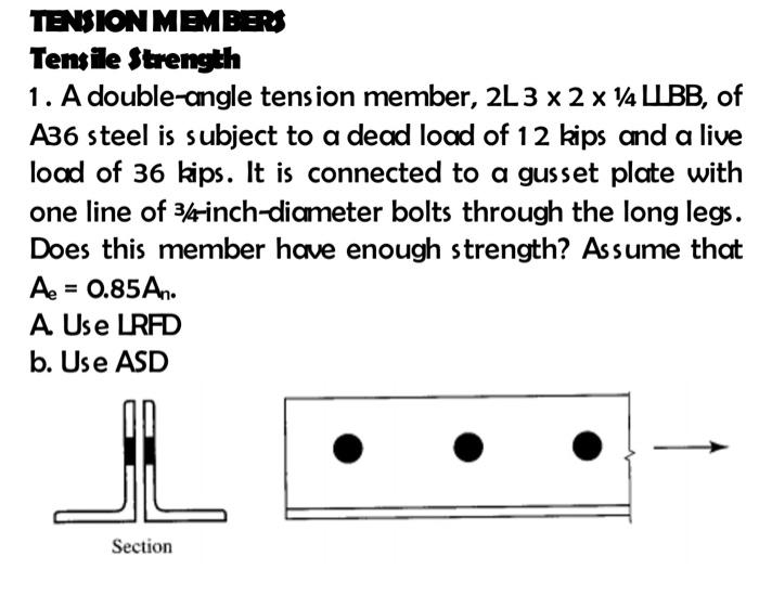 Solved TENSION MEMBERS Tensile Strength 1. A double-angle | Chegg.com