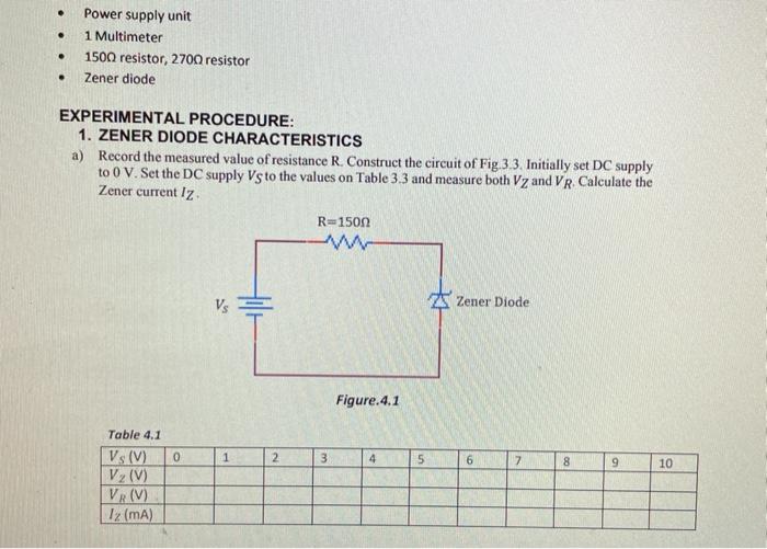 Solved . Power supply unit 1 Multimeter 1500 resistor, 2700 | Chegg.com