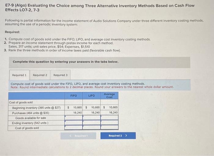 Solved E7-3 (Algo) Inferring Missing Amounts Based on Income | Chegg.com