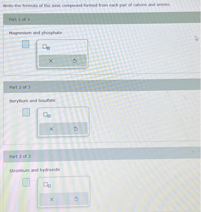 Solved Write the formula of the ionic compound formed from | Chegg.com