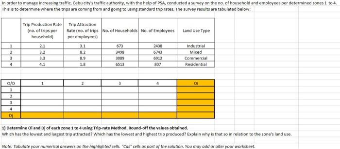 1) Determine Oi and Dj of each zone 1 to 4 using | Chegg.com