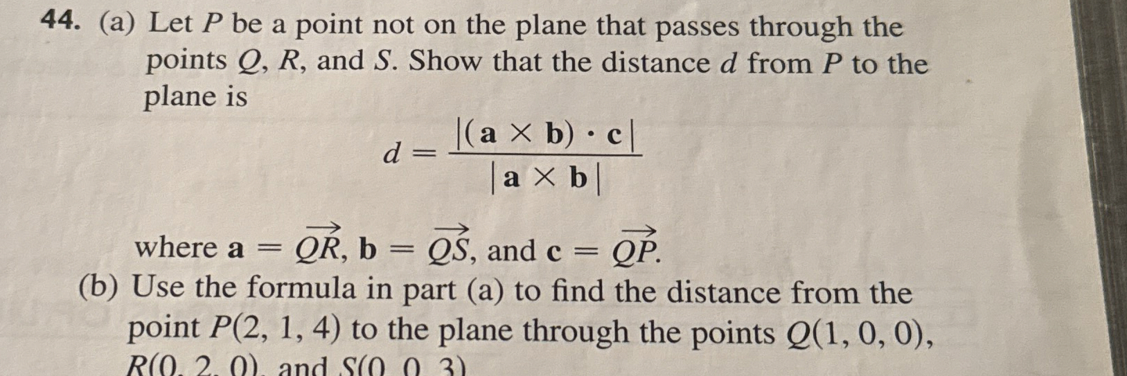 Solved (a) ﻿Let P ﻿be a point not on the plane that passes | Chegg.com