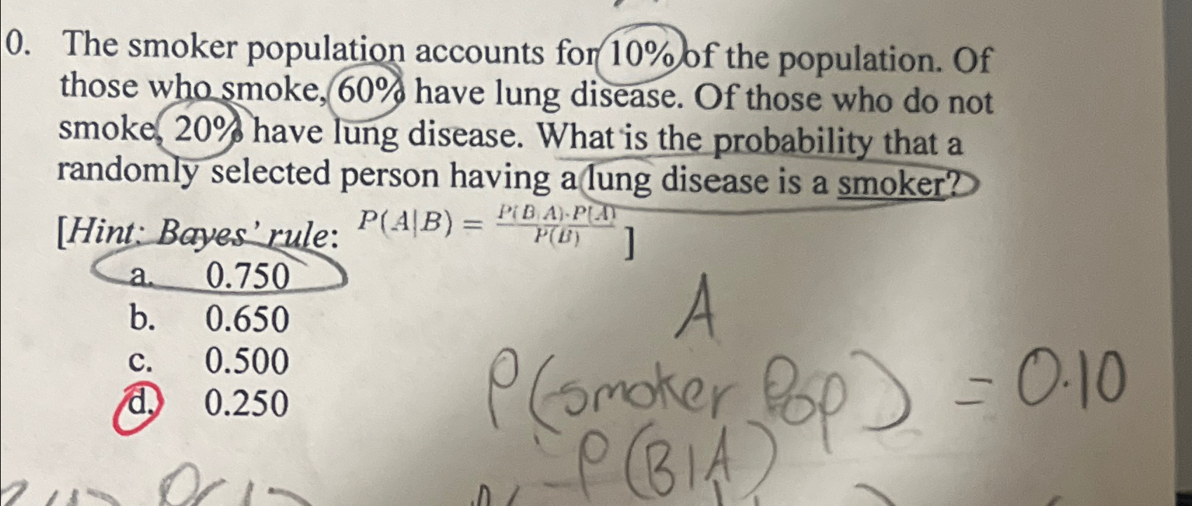 Solved The smoker population accounts for 10% ﻿of the | Chegg.com