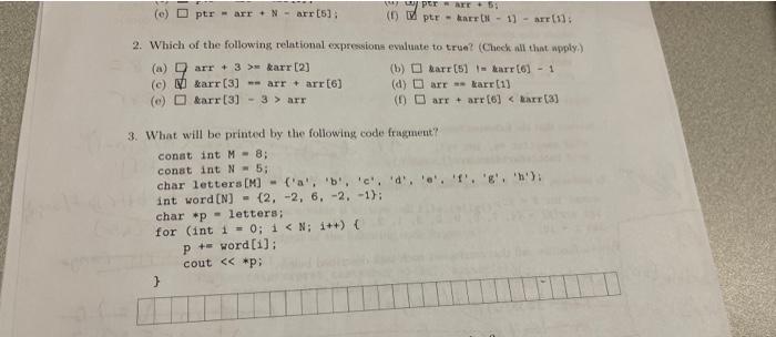 Solved 2. Which of the following relational expressions | Chegg.com