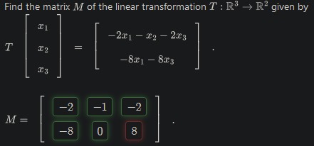 Solved Find the matrix M ﻿of the linear transformation | Chegg.com