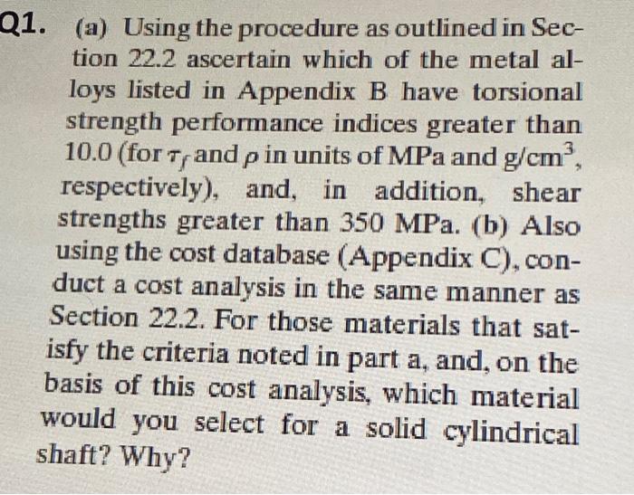 Q1. (a) Using the procedure as outlined in Sec- tion | Chegg.com