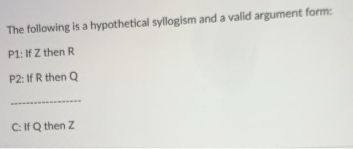 Solved The following is a hypothetical syllogism and a valid | Chegg.com