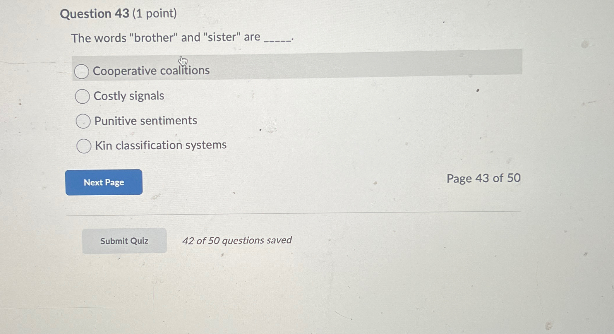 Solved Question 43 (1 ﻿point)The words "brother" and | Chegg.com