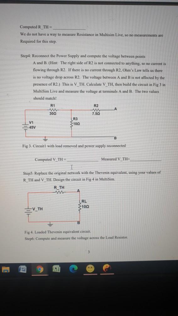 Solved ENGR2105 Lab2 Thevenin Theorem Worksheet Thevenize | Chegg.com