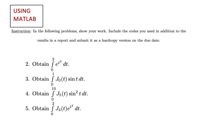 Solved Using Matlab Instruction In The Following Problems 9476