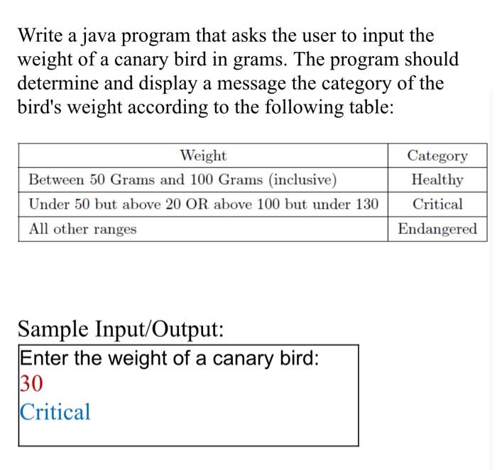 Solved Write a java program that asks the user to input the | Chegg.com