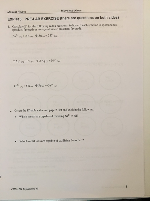Solved: Instructor Name: Student Name: EXP #10: PRE -LAB E... | Chegg.com Solved: Instructor Name: Student Name: EXP #10: PRE -LAB E... | Chegg.com