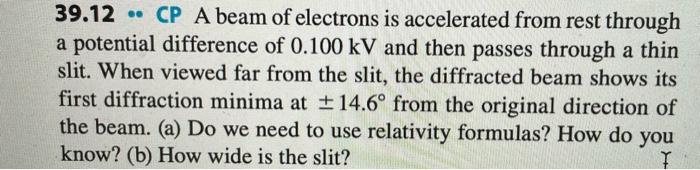 Solved 39 12 Cp A Beam Of Electrons Is Accelerated From