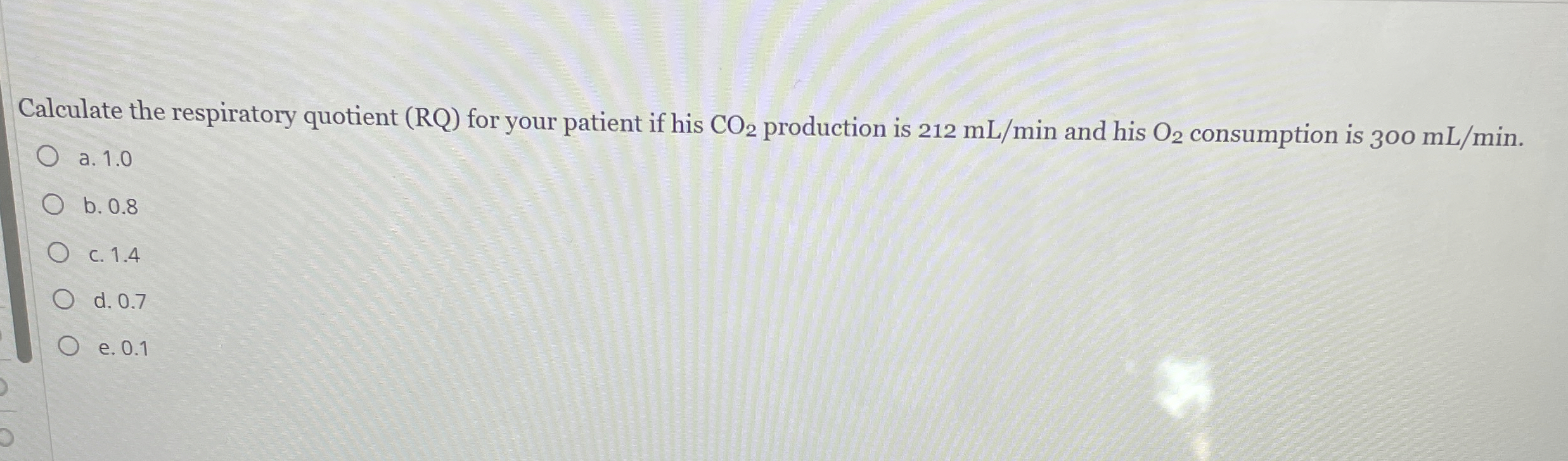 Solved Calculate the respiratory quotient (RQ) ﻿for your | Chegg.com