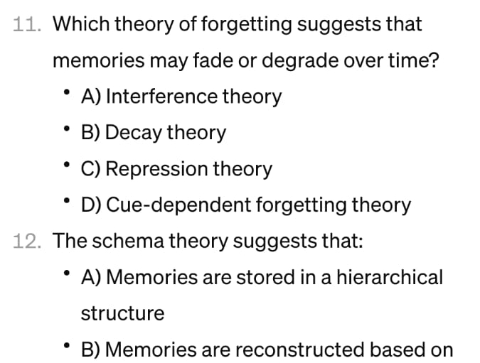 Solved Which theory of forgetting suggests that memories may | Chegg.com