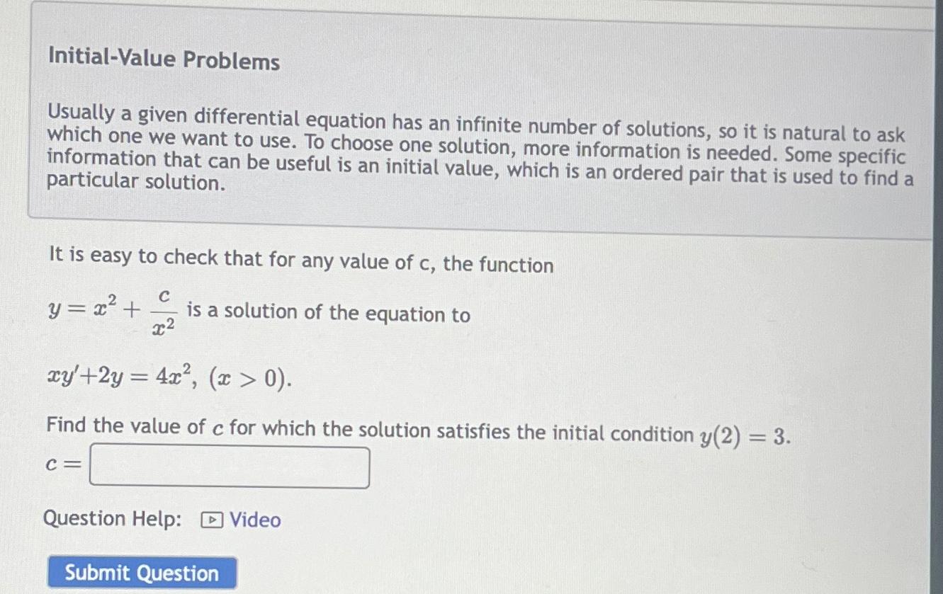 Solved Initial-Value ProblemsUsually a given differential | Chegg.com
