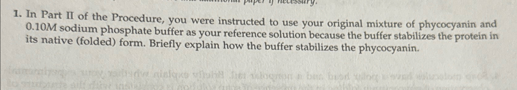 Solved In Part II of the Procedure, you were instructed to | Chegg.com