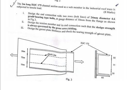 Solved The 2m long ISJC 175 channel section used as a web | Chegg.com