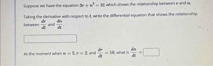 Solved 2 Suppose we have the equation 3r + n² = 31 which | Chegg.com