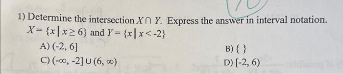Solved 1 Determine The Intersection X Y Express The Answer 4405