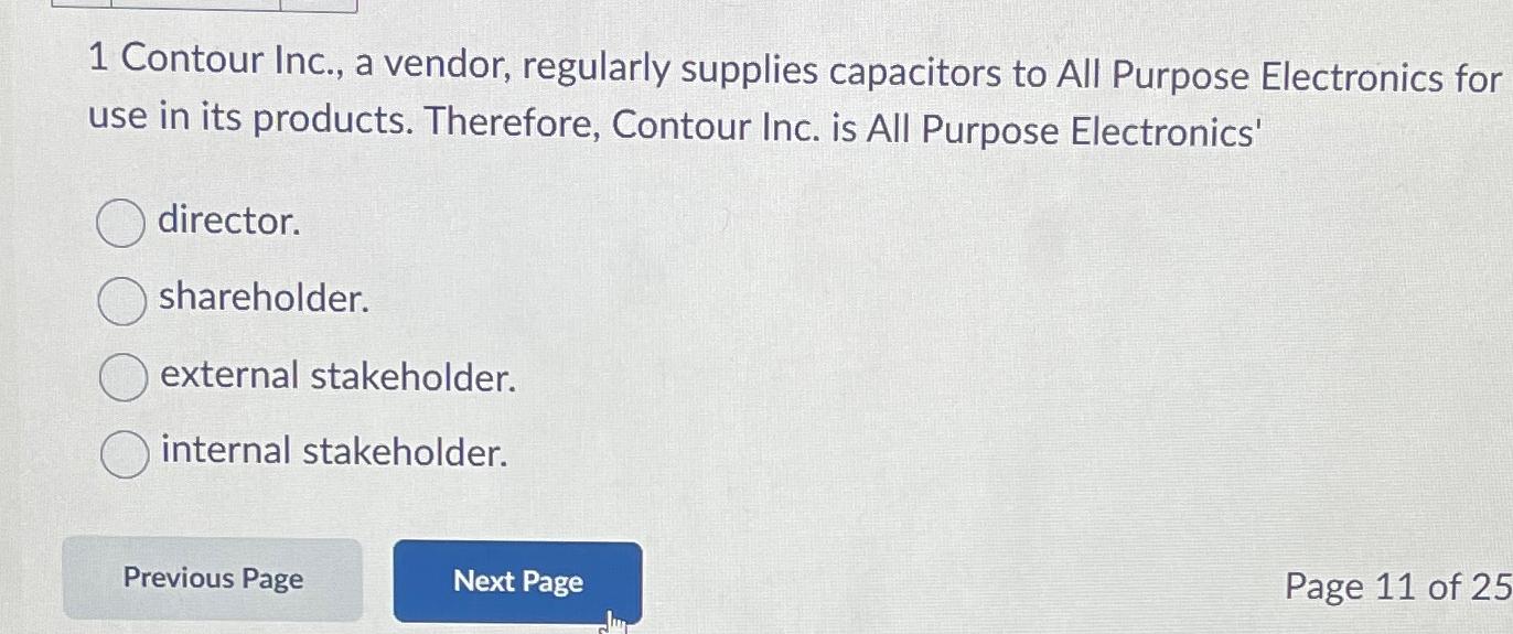 Solved 1 ﻿Contour Inc., a vendor, regularly supplies | Chegg.com