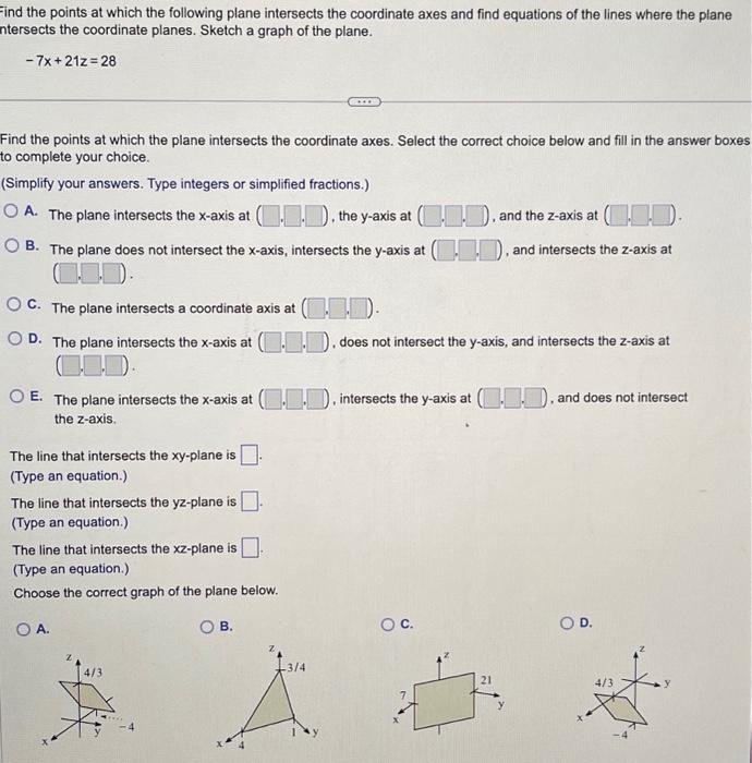 Solved Find the points at which the following plane | Chegg.com