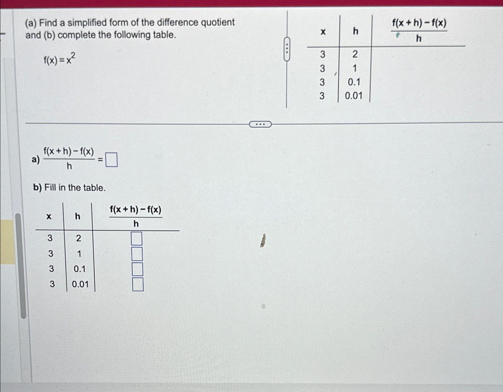 Solved (a) ﻿Find a simplified form of the difference | Chegg.com